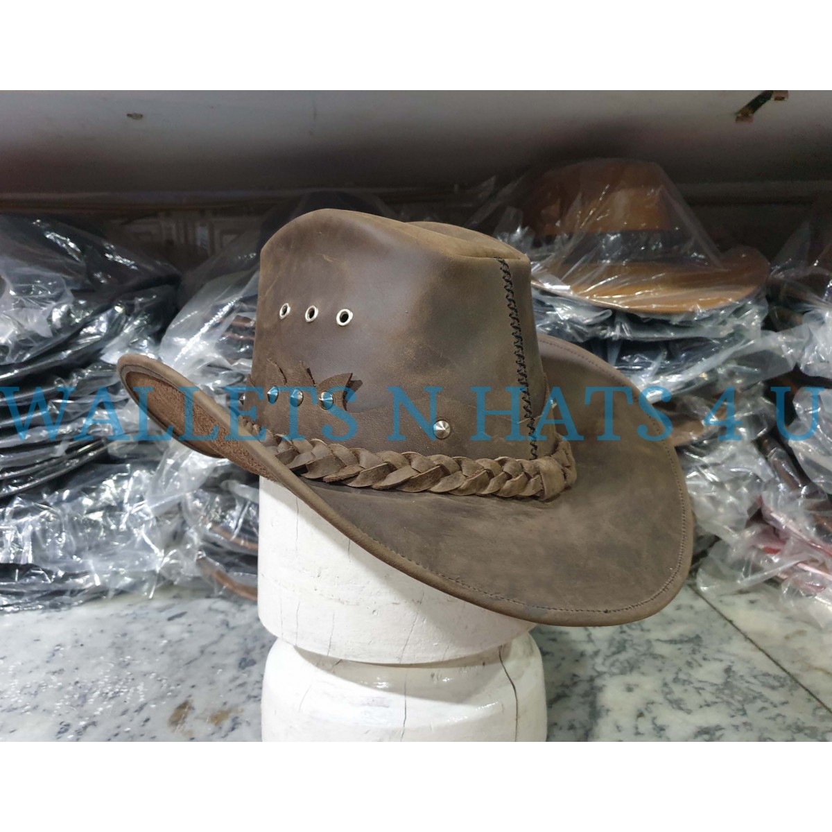 Texas Western Cowboy Black Leather Hat