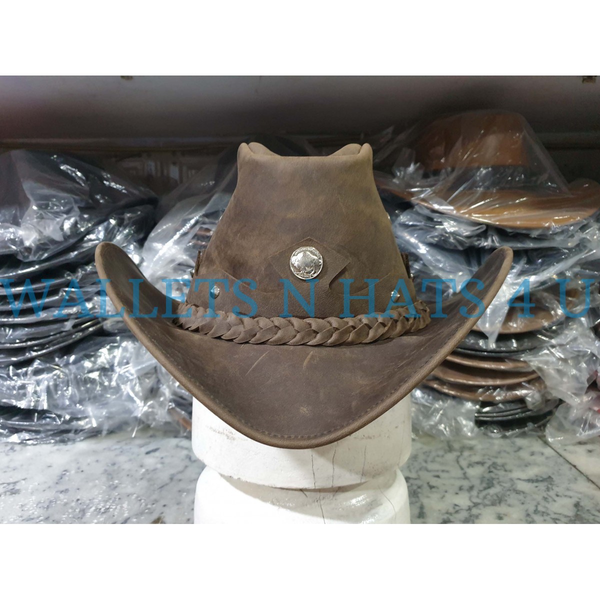 Texas Western Cowboy Black Leather Hat