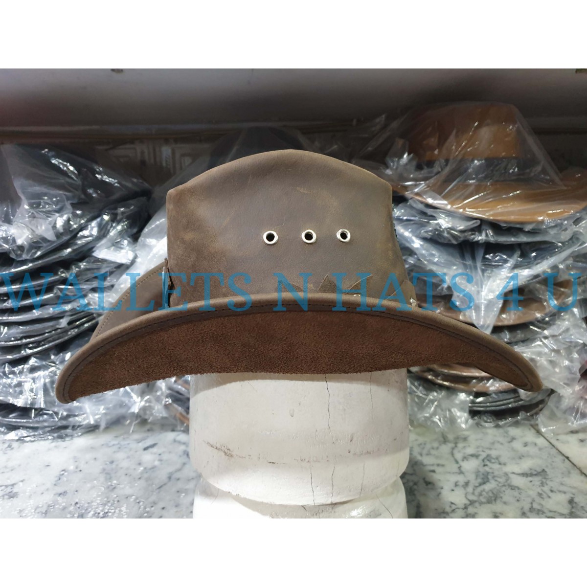 Texas Western Cowboy Black Leather Hat